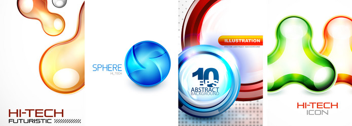 Set of tech bubbles and spheres posters Royalty Free Vector