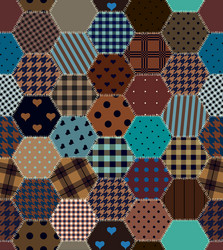 Blue patchwork hexagon Royalty Free Vector Image