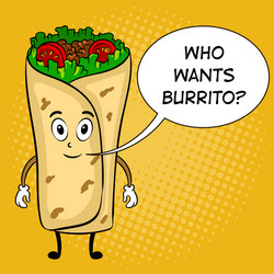 Cute angry burrito character hand drawn cartoon Vector Image