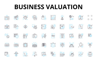 Business valuation linear icons set appraisal Vector Image