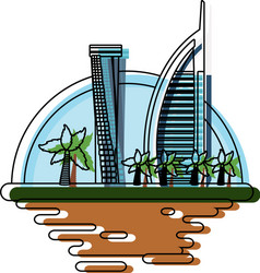 Dubai cityscape cartoon Royalty Free Vector Image