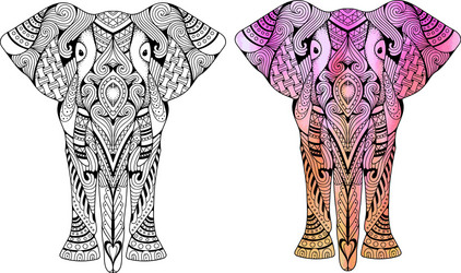 Zentangle Elephant Coloring Page Royalty Free Vector Image