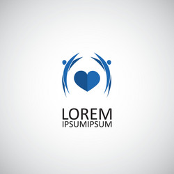 Blue heart care logo Royalty Free Vector Image