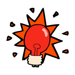 Comic cartoon flashing red light bulb Royalty Free Vector
