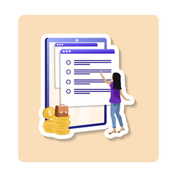 Marketing plan sticker flat writing Royalty Free Vector