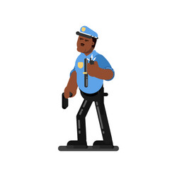 Black police officer woman working at table Vector Image