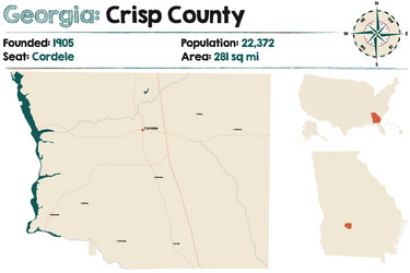 Map crisp county in georgia Royalty Free Vector Image