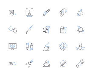 Materials outline icons collection fabrics Vector Image