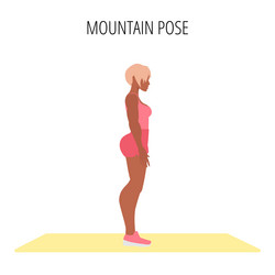 Mountain pose or asana yoga workout Royalty Free Vector