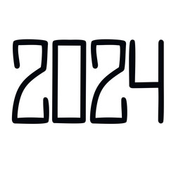 2024 year handwriting font white background Vector Image