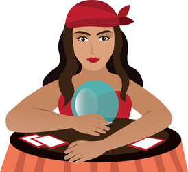 Gypsy fortune teller with crystal ball Royalty Free Vector