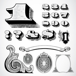 Hand drawn floral numbers monograms Royalty Free Vector