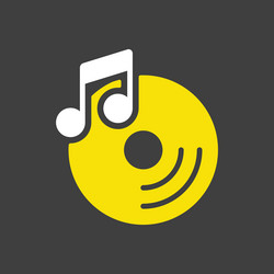 Disc and music note isolated icon sign Royalty Free Vector