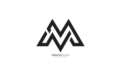 Letter m line art minimal unique shape elegant Vector Image