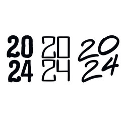 Set of 2024 handwriting font white background Vector Image