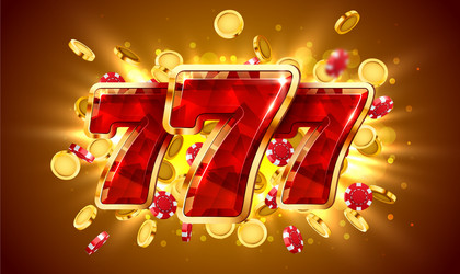 Golden slot machine 777 with flying coins Vector Image