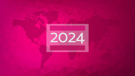 2024 new year world map symbol blue gradient Vector Image