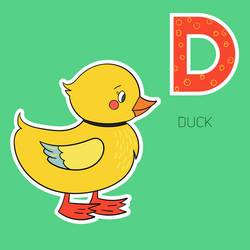 Flashcard letter d is for duck Royalty Free Vector Image