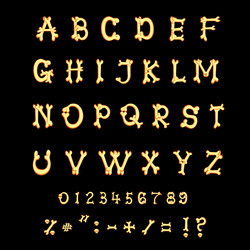 Alphabet soup font letters on red Royalty Free Vector Image