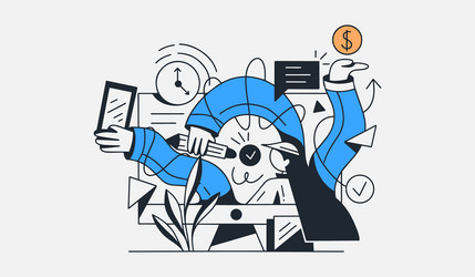 Multitasking man concept Royalty Free Vector Image