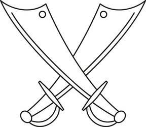 Line art black and white scimitar Royalty Free Vector Image