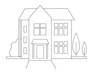 Easy simple house coloring page modern house art Vector Image