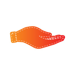 Hand sign orange icon on black Royalty Free Vector Image