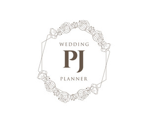 Pj initials letter wedding monogram logos Vector Image