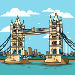 Tower bridge hand-drawn comic Royalty Free Vector Image