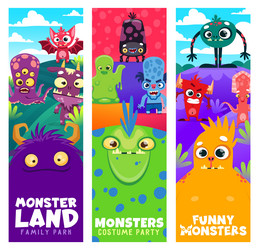 Cute happy monster friends standing next Vector Image