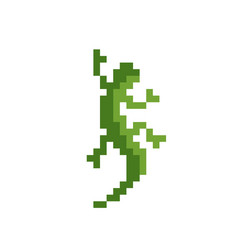 8-bit pixel gecko colored green lizards pixel Vector Image