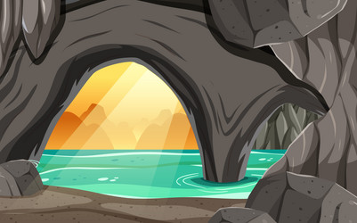 Inside cave landscape in cartoon style Royalty Free Vector