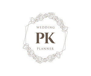 Pk initials letter wedding monogram logos Vector Image