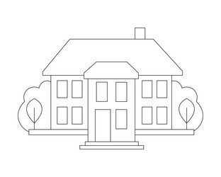 Easy simple house coloring page modern art Vector Image