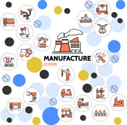 Manufacturing process or production icons set Vector Image