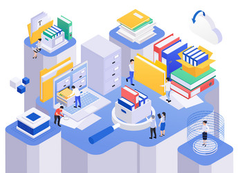 Archive documents flowchart composition Royalty Free Vector