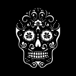 Sugar skull - black and white Royalty Free Vector Image