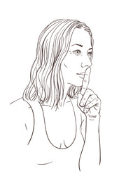 Young woman show hush hand gesture Royalty Free Vector Image