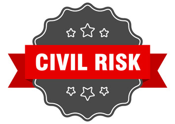 Civil risk stamp round ribbon sticker Royalty Free Vector