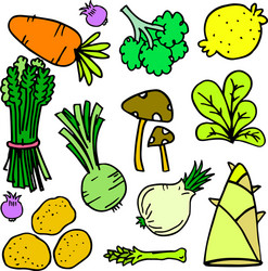 Vegetable set doodles Royalty Free Vector Image