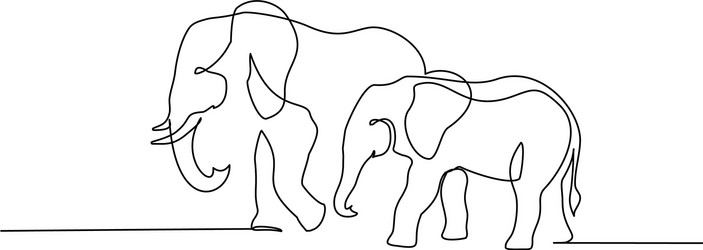 One Line Drawing Elephant Vector Images (over 300)