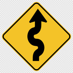 Winding traffic road sign on transparent Vector Image