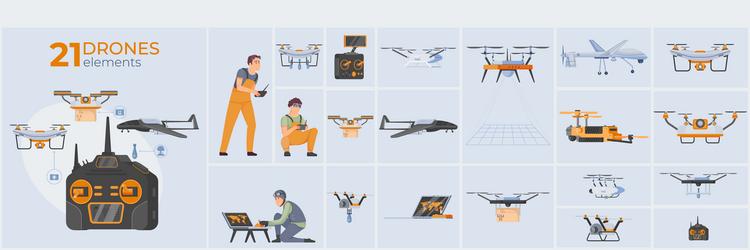 Drones icons set Royalty Free Vector Image - VectorStock Drones icons set Royalty Free Vector Image - VectorStock