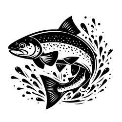 Leaping tiger black and white Royalty Free Vector Image