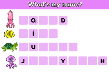 Educational game whats my name-3 Royalty Free Vector Image