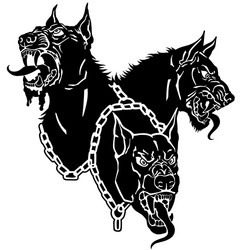 Cerberus heads black and white Royalty Free Vector Image