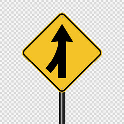 Warning traffic sign merging left lane Royalty Free Vector