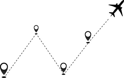 Airplane line path icon of air plane flight Vector Image