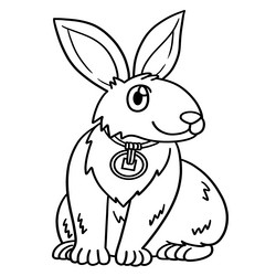 Baby rabbit isolated coloring page for kids Vector Image