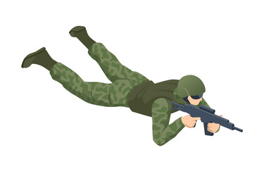 Isometric special forces soldier police swat team Vector Image